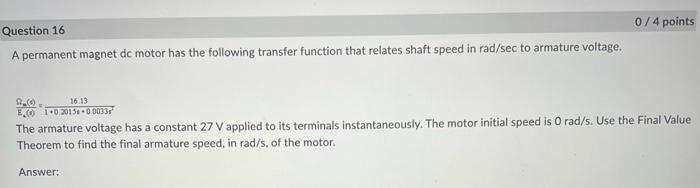 Solved A permanent magnet dc motor has the following | Chegg.com