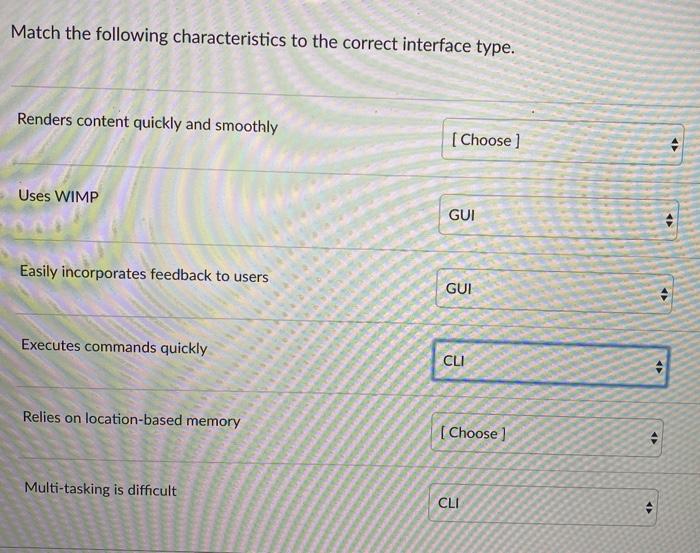 Solved Match the following characteristics to the correct | Chegg.com