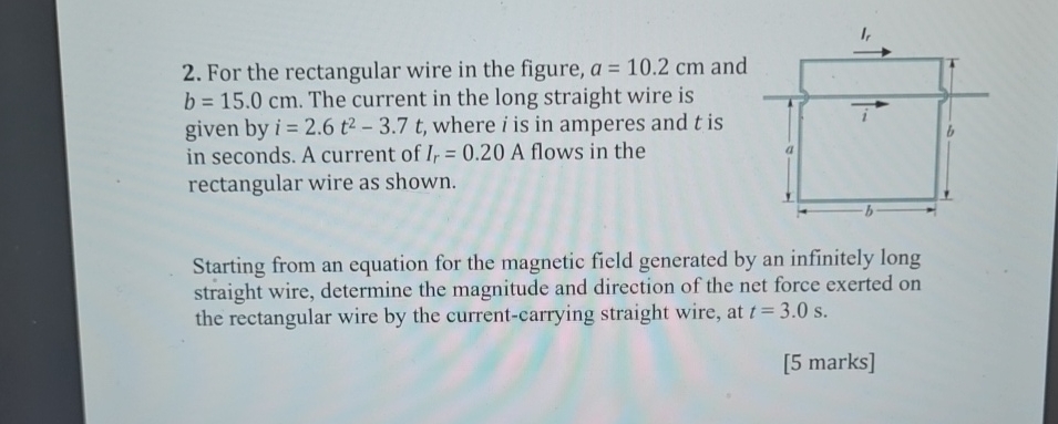 Solved For the rectangular wire in the figure, a=10.2cm ﻿and | Chegg.com