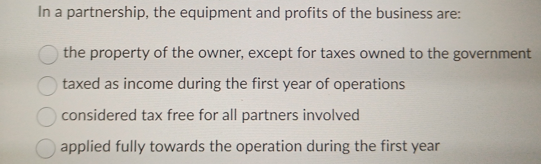 Solved In a partnership, the equipment and profits of the | Chegg.com