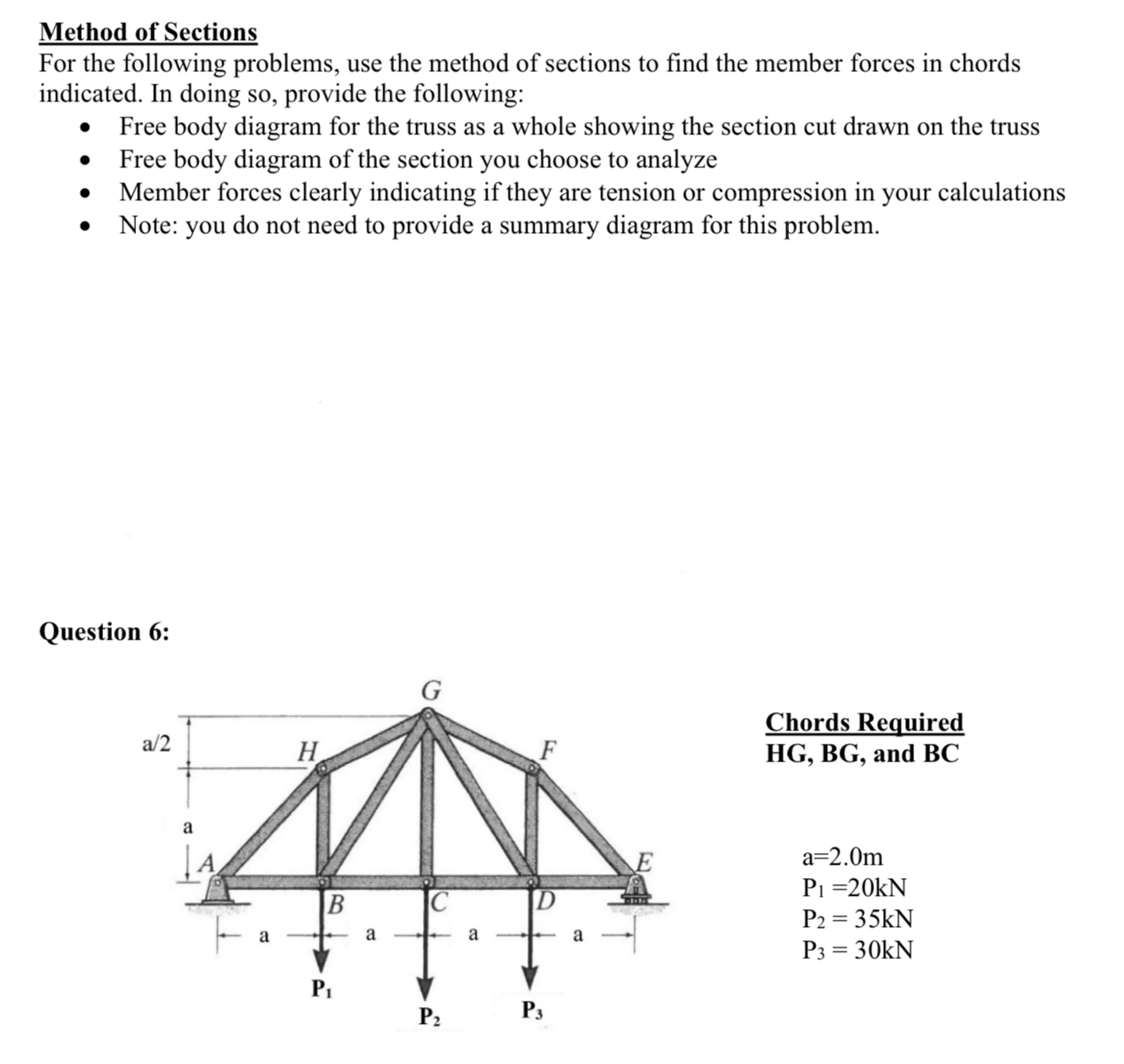 Solved Method of SectionsFor the following problems, use the | Chegg.com