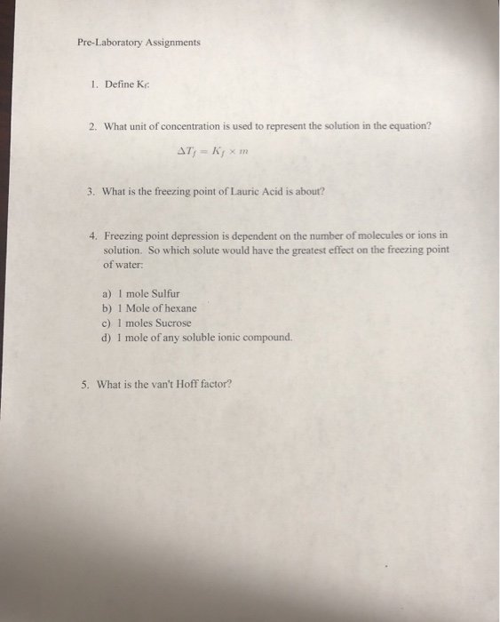Solved Pre-Laboratory Assignments 1. Define ko 2. What unit | Chegg.com