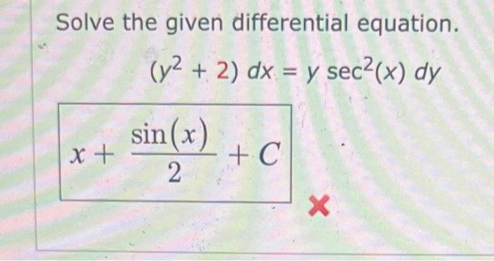 Solved Solve the given differential equation. | Chegg.com