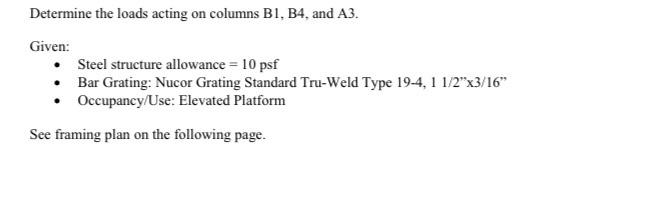 Steel structure allowance = 10 psf Bar Grating: Nucor | Chegg.com