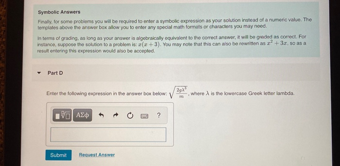Solved Symbolic Answers Finally, for some problems you will | Chegg.com