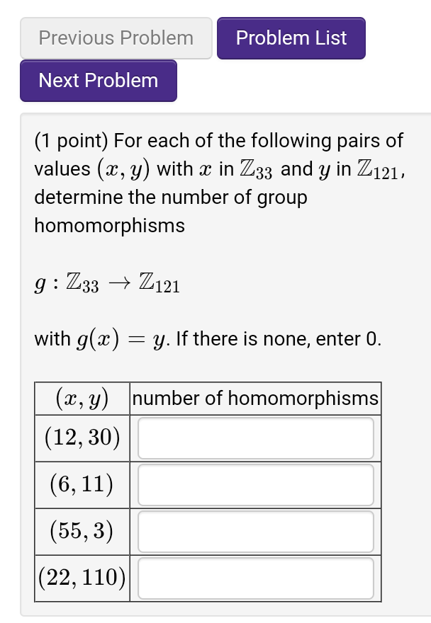 Solved Previous Problem Problem List Next Problem 1 Point 7984