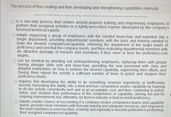 Solved The process of first creating and then developing and | Chegg.com