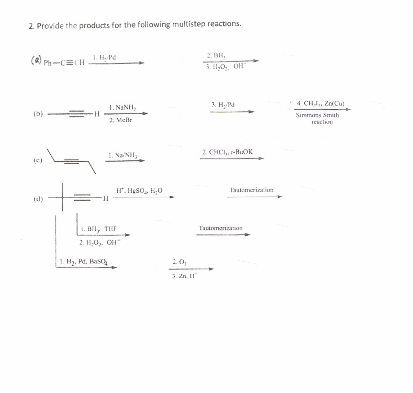 Solved by an EXPERT Provide the products for the following multistep | Chegg.com
