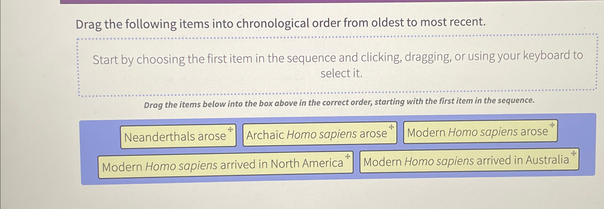 Solved Drag the following items into chronological order | Chegg.com