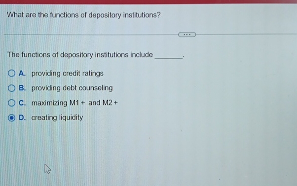 Solved What are the functions of depository institutions?The | Chegg.com