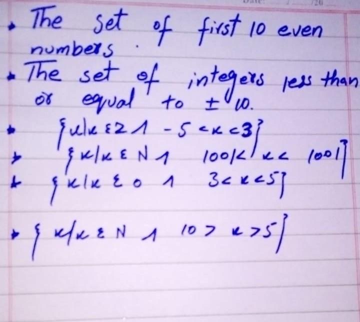 Solved - The set of first 10 even numbers. - The set of | Chegg.com