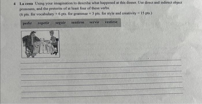 La cena Using your imagination to describe what | Chegg.com