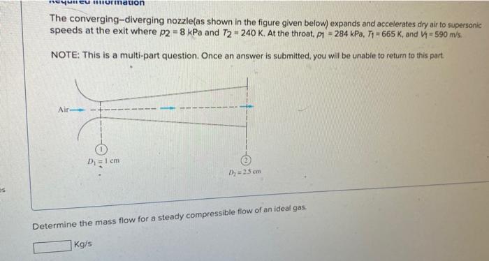Solved The converging-diverging nozzle(as shown in the | Chegg.com