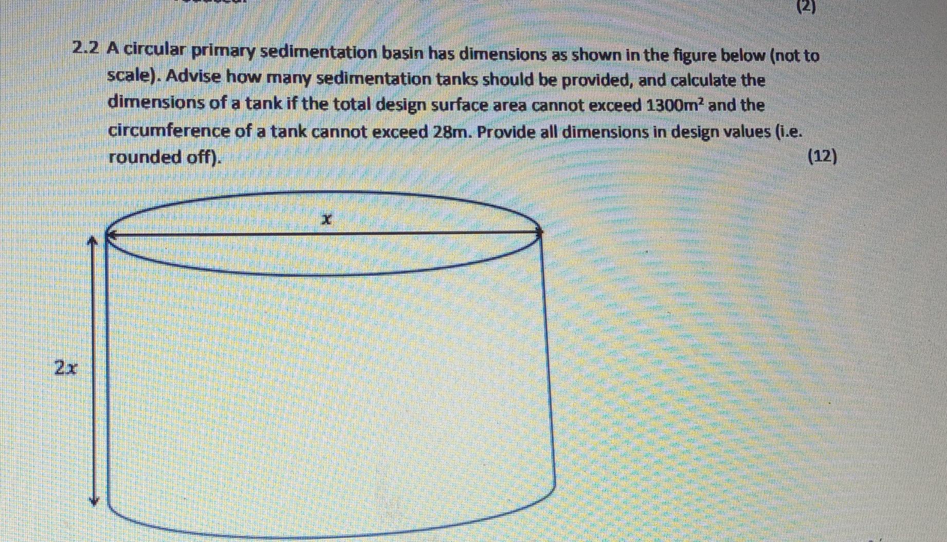 Solved 2.2 A circular primary sedimentation basin has | Chegg.com