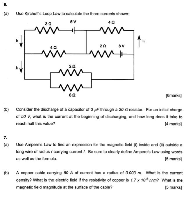 Solved (a) Use Kirchoff's Loop Law to calculate the three | Chegg.com