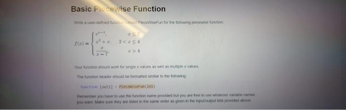 Basic Piecewise Function We user.defined und | Chegg.com