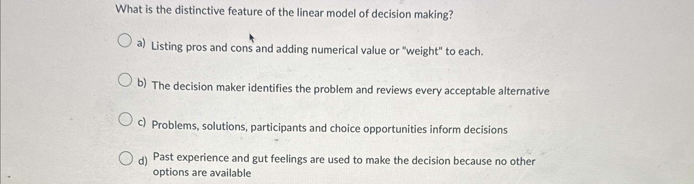 Solved What is the distinctive feature of the linear model | Chegg.com