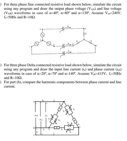 Solved For three phase Star connected resistive load shown | Chegg.com