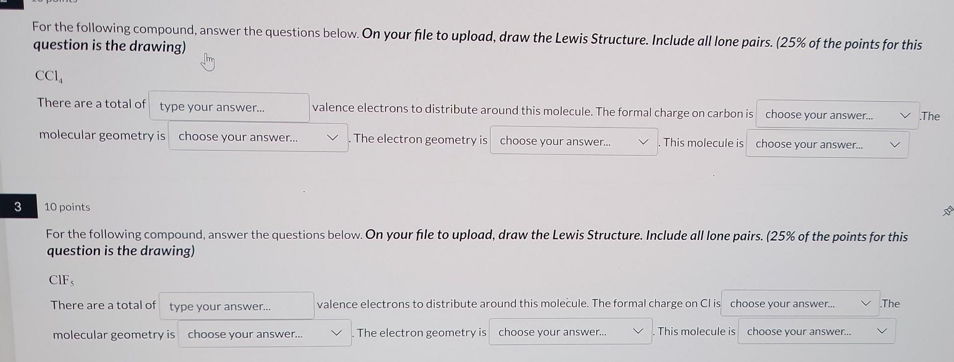 Solved For the following compound, answer the questions | Chegg.com