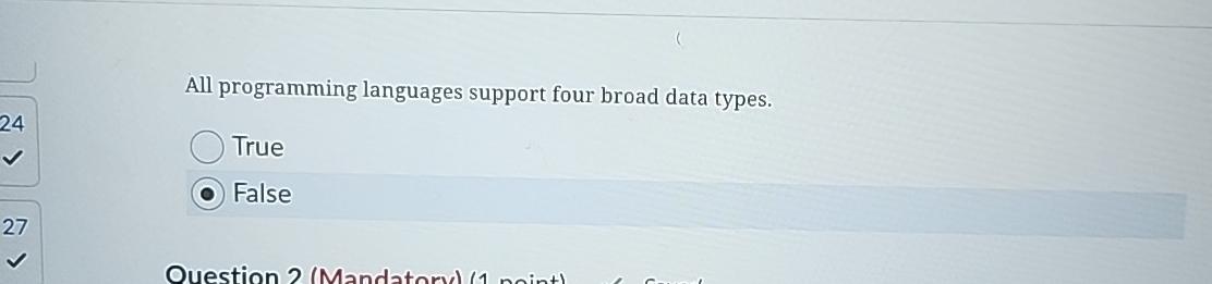 Solved All programming languages support four broad data | Chegg.com