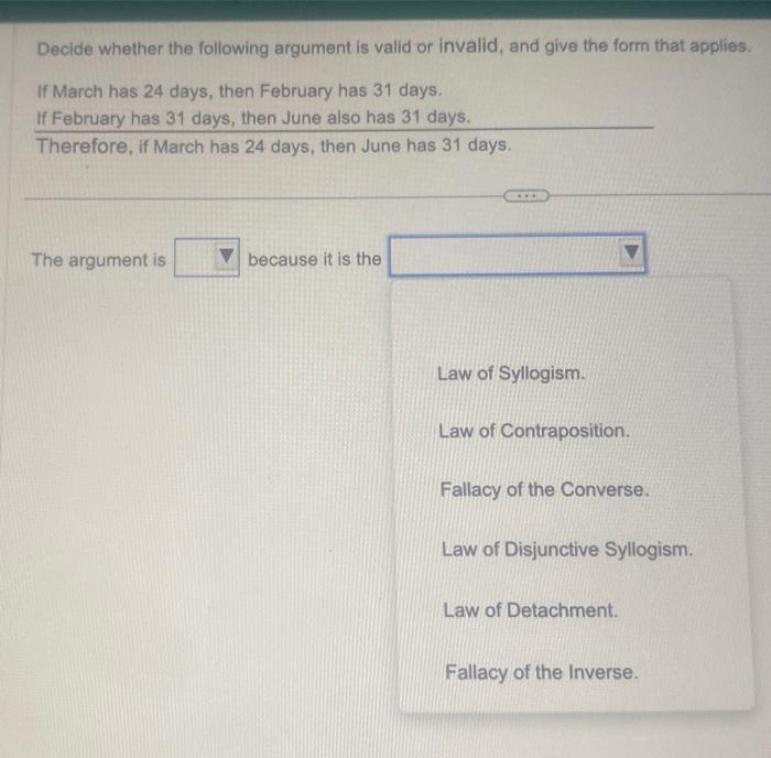 Solved Decide whether the following argument is valid or | Chegg.com