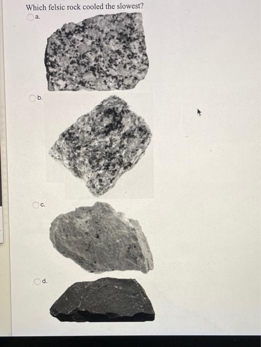 Solved Which felsic rock cooled the slowest? a. b. C. d. | Chegg.com