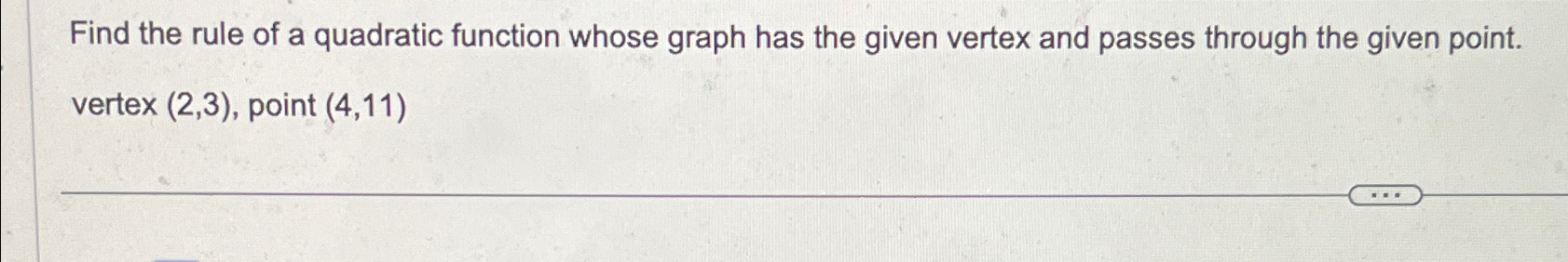 Solved Find the rule of a quadratic function whose graph has | Chegg.com
