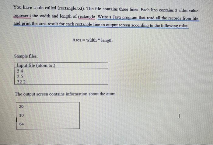 Solved a You have a file called (rectangle.txt). The file | Chegg.com