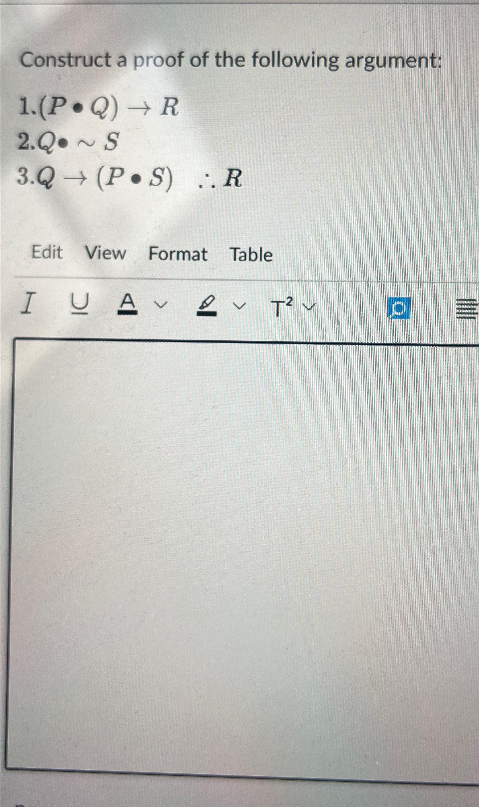Solved Construct a proof of the following argument: | Chegg.com