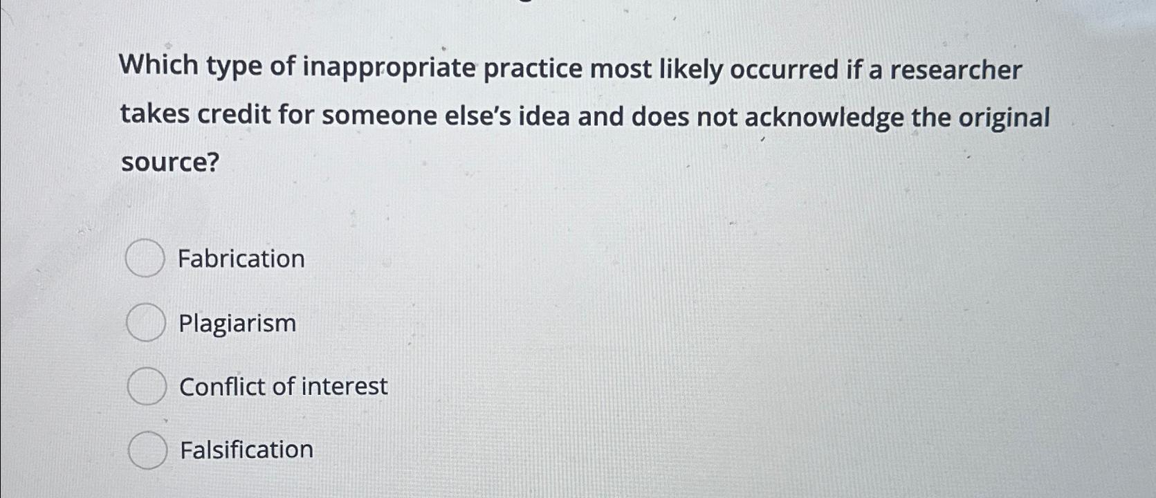 Solved Which type of inappropriate practice most likely | Chegg.com