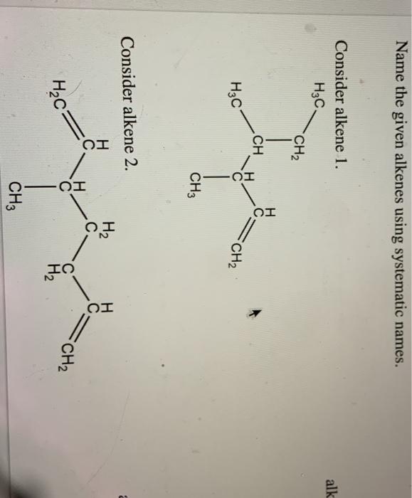 Solved Name the given alkenes using systematic names. alk. | Chegg.com