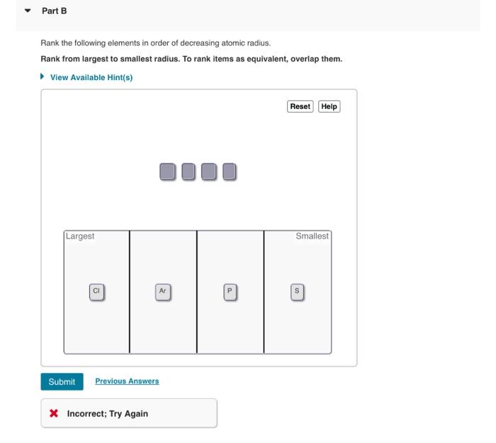 Solved Rank the following elements in order of decreasing | Chegg.com