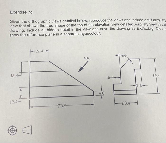 Solved Given the orthographic views detailed below, | Chegg.com