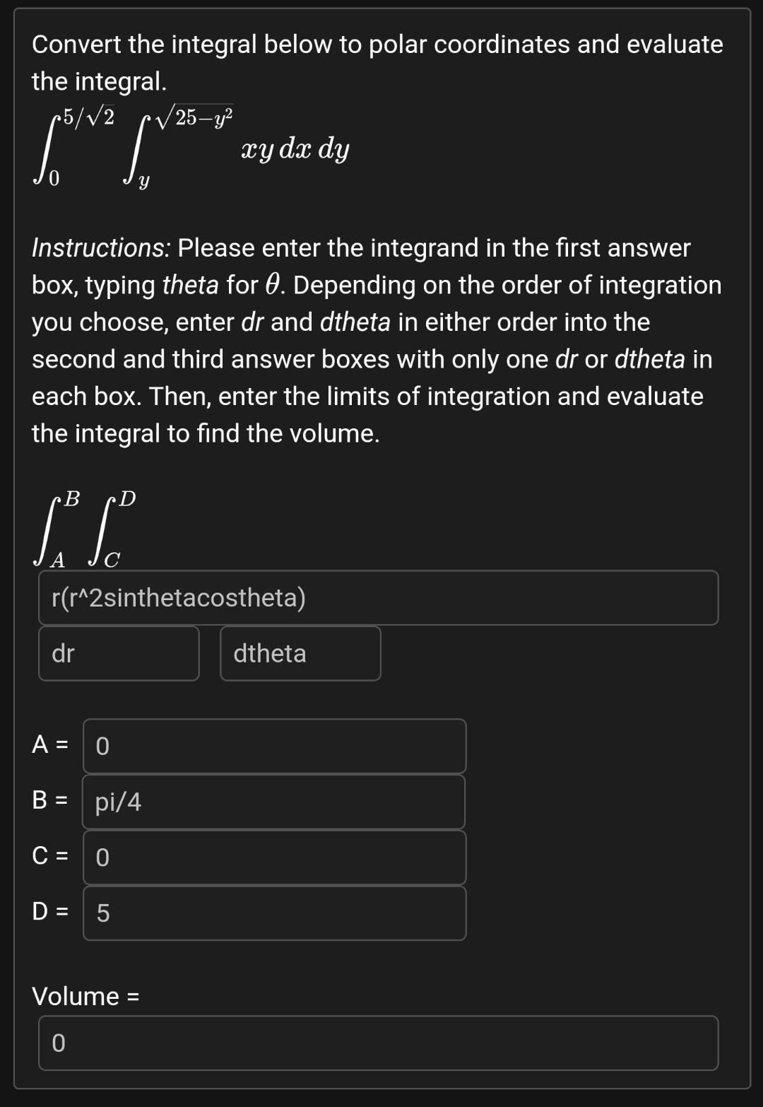 Solved Convert the integral below to polar coordinates and | Chegg.com