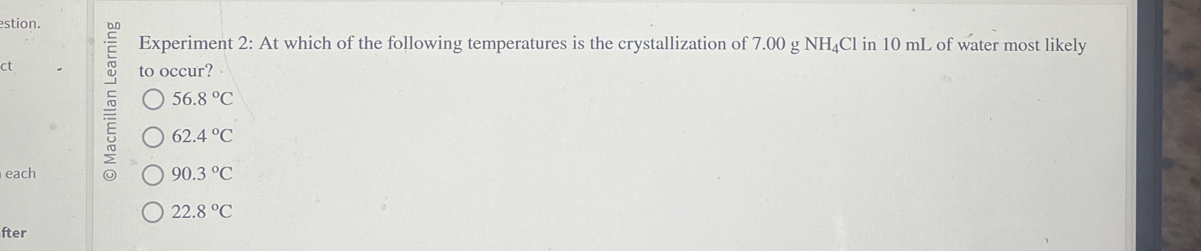 Solved Experiment 2: At which of the following temperatures | Chegg.com