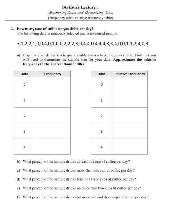 Solved Statistics Lecture 1 Gathering Data and Organizing | Chegg.com