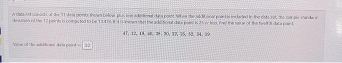 Solved A data set concists of the-11 data points shown | Chegg.com