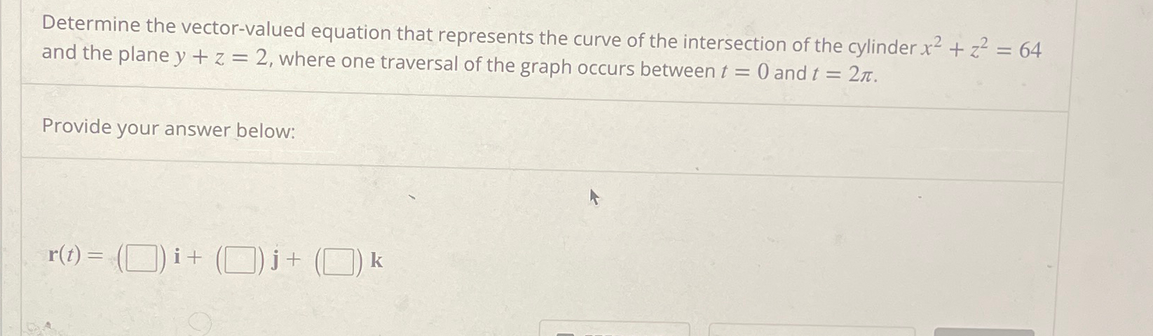 Solved Determine the vector-valued equation that represents | Chegg.com