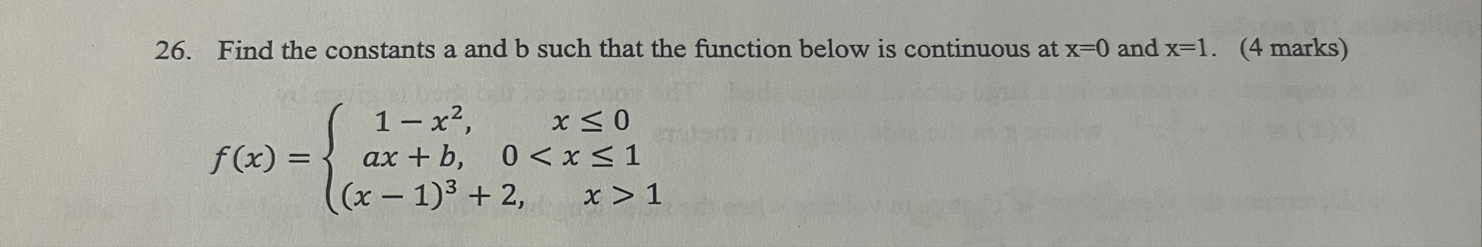 Solved Find the constants a and b ﻿such that the function | Chegg.com