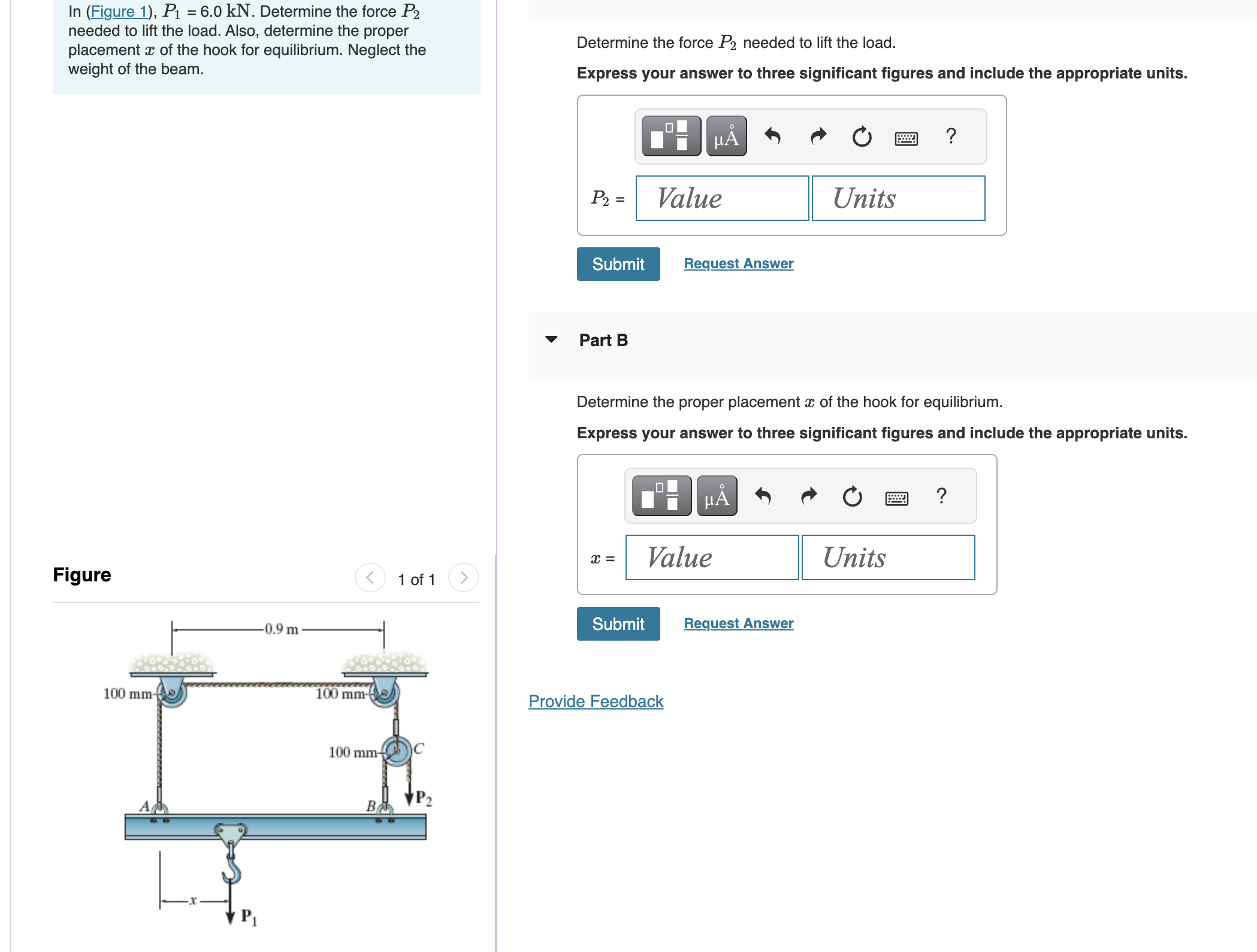 Solved In (Figure 1), P1=6.0kN. ﻿Determine the force | Chegg.com