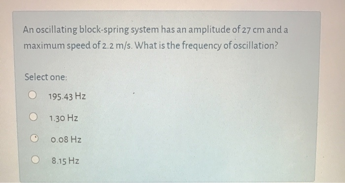 Solved An oscillating block-spring system has an amplitude | Chegg.com