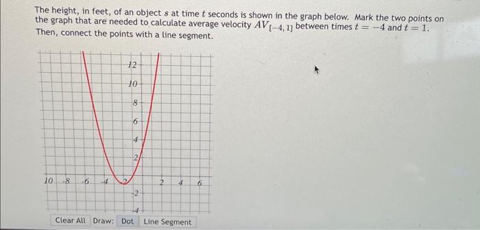 Solved The height, in feet, of an object s at time t seconds | Chegg.com