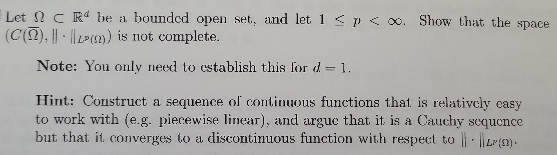 Solved Let Ω⊂Rd be a bounded open set, and let 1≤p