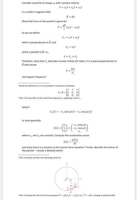 Solved Consider a particle of charge, qu, with constant | Chegg.com