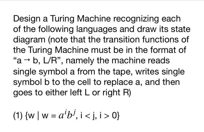 Solved Design a Turing Machine recognizing each of the | Chegg.com