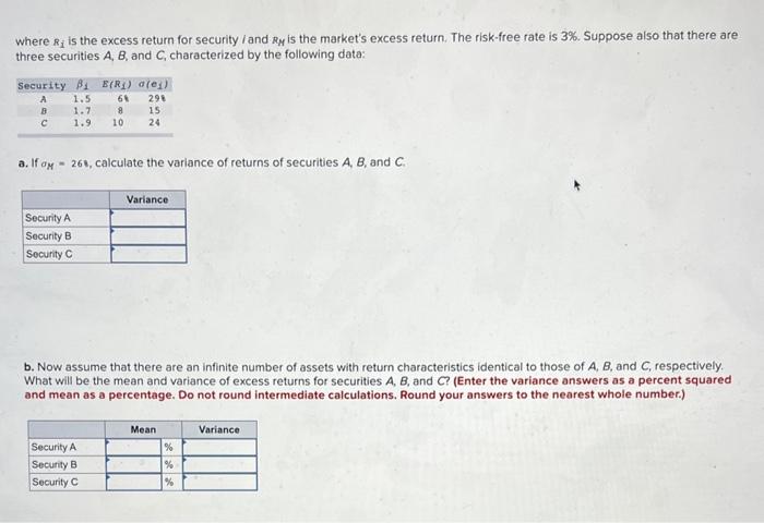 Solved Assume that security returns are generated by the | Chegg.com