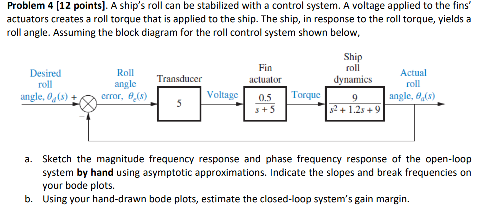 Problem 4 [12 ﻿points]. ﻿A ship's roll can be | Chegg.com