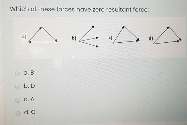 Solved Which of these forces have zero resultant force: a) | Chegg.com