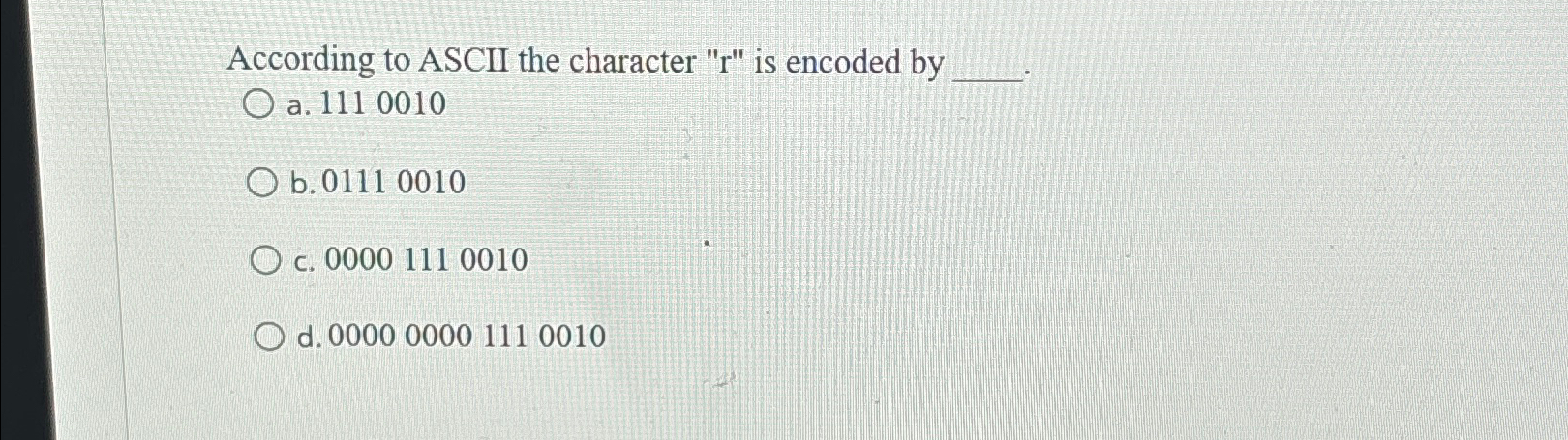 Solved According To Ascii The Character R ﻿is Encoded 