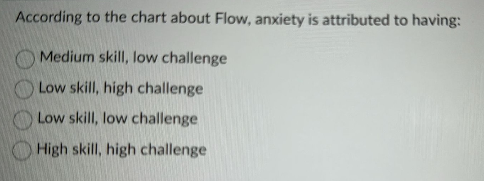 Solved According to the chart about Flow, anxiety is | Chegg.com